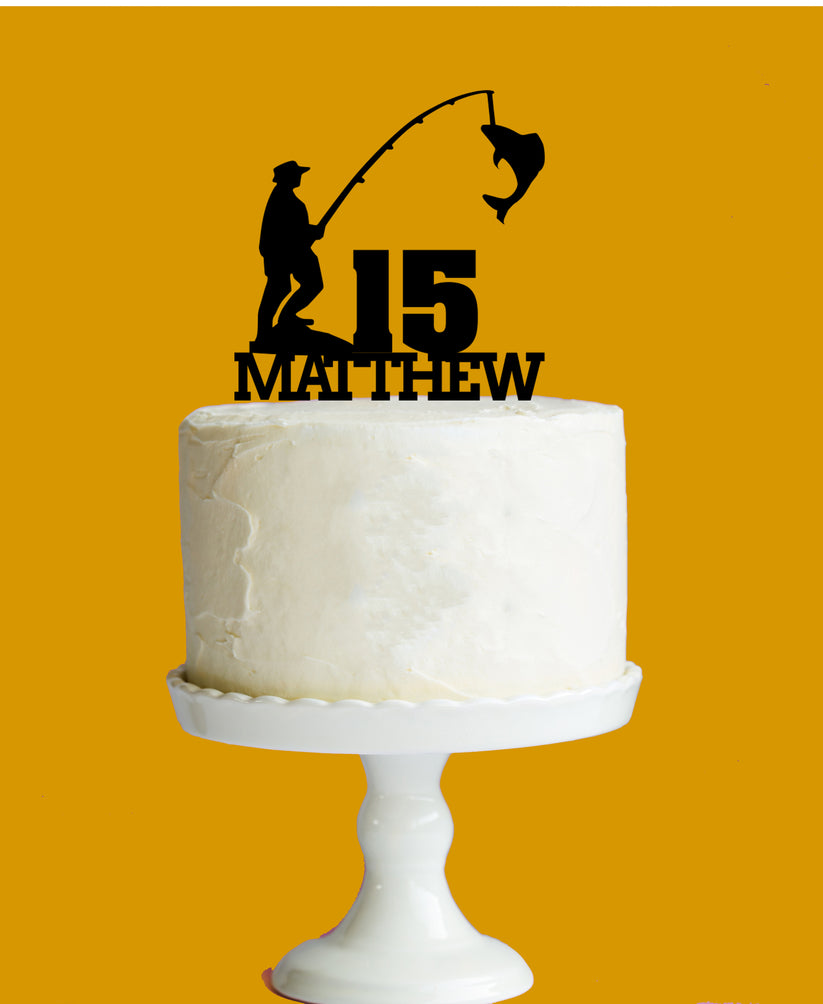 Fishing Cake Topper - Name and Age – Cake Topper Co