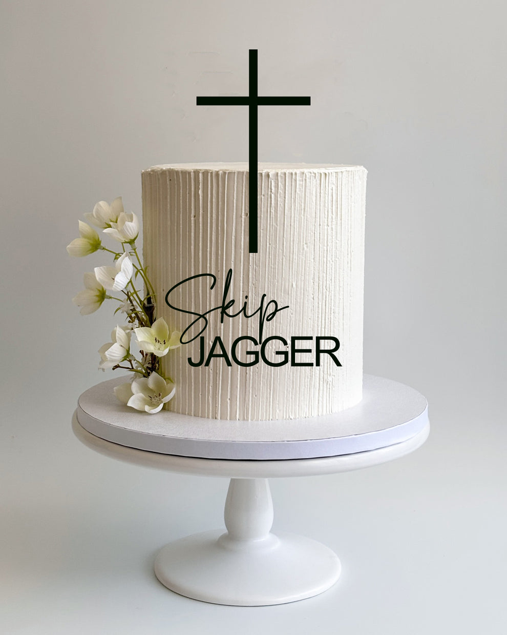 Double Layered Christening Cake Fropper & Cross Cake Charm – Cake Topper Co