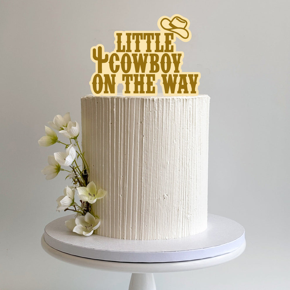 Little Cowboy On The Way Cake Topper – Cake Topper Co