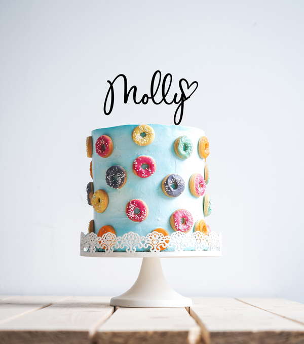Name Cake Topper - Molly Script with Heart – Cake Topper Co